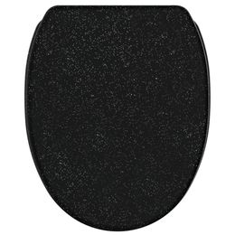 WC-Sitz Sanilo "Glitzer WC-Sitz mit Absenkautomatik, viele sch&ouml;ne Toilettensitze", schwarz, B:37,7cm L:47cm, MDF - Mitteldichte Holzfaserplatte, WC-Sitze, Premium Toilettendeckel, moderner Klodeckel, leichte Montage