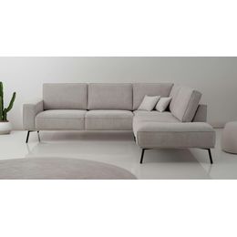 Ecksofa OTTO HOME "Vosby", beige (natural), B:260cm H:85cm T:208cm, 90% polyester, 10% nylon, Sofas, Ecksofa, 260 cm, Chenille, mit dekorativer Kedernaht, Wellenunterfederung