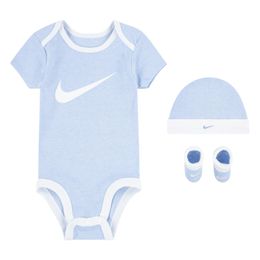 Neugeborenen-Geschenkset Nike Sportswear "NHN NIKE SWOOSH", M&auml;dchen, Gr. 68/80 (6/12), cobalt bliss, Obermaterial: 60% Baumwolle, 40% Polyester, KOB Set-Artikel, f&uuml;r Babys, dreiteiliges Set, weiches Material
