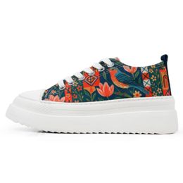 Ballerina DOGO "Freya Low-Top Sneaker Garden Birds Damen Sneaker", Damen, Gr. 37, Normalschaft, blau, Textil, Schuhe Ballerina, Handgefertigt