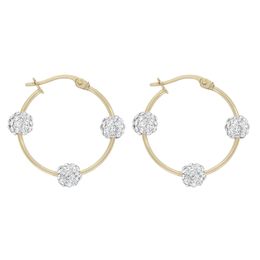 Paar Creolen Vivance "Kristall", gelb (gelbgold 375), Ohrringe, Damen, Gelbgold 375
