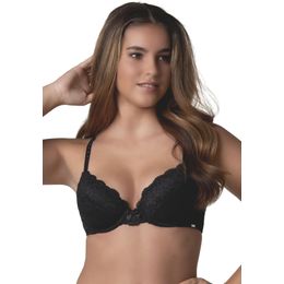 Au&szlig;entr&auml;ger-BH After Eden "MOLLY", Damen, Gr. 85, Cup B, schwarz, Spitze, 52% Nylon, 36% Polyamid, 12% Elasthan, gemustert, unifarben, comfort fit, BHs, halbe Schale, mit B&uuml;gel, verstellbare Tr&auml;ger, mit Spitze, mit Schleife