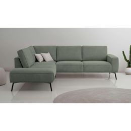 Ecksofa OTTO HOME "Vosby", gr&uuml;n, B:260cm H:85cm T:208cm, 90% polyester, 10% nylon, Sofas, Ecksofa, 260 cm, Chenille, mit dekorativer Kedernaht, Wellenunterfederung