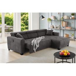 Jockenh&ouml;fer Ecksofa JOCKENH&Ouml;FER GRUPPE "Cremona L-Form, B: 263 cm, mit 30 cm elektr. Sitztiefenverstellung", anthrazit 415, 09, B:263cm T:115cm, Korpus: 100% Polyester;Kissen: 100% Polyester, Sofas, Ecksofa, 140kg Belastbarkeit je Sitz, Kopfteilverstellung & USB-Anschluss