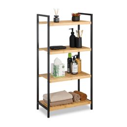 Relaxdays Bambusregal, Mehrfarbig, Holz, Metall, 50.5x97x27 cm, Badezimmer, Badezimmerregale, Badregale