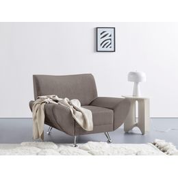 Sessel Home Affaire "Saltare elegant und komfortabel, toller Designfu&szlig;, Breite 112cm", braun (dunkelbraun), B:112cm H:83cm T:82cm, Luxus-Microfaser ALCAZAR (100% Polyester);Feinstruktur (100% Polyester);Kunstleder SOFTLUX, Sessel, Sessel