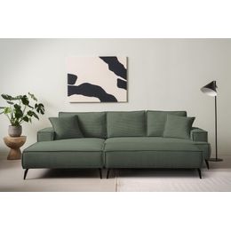 Sitzgruppe OTTO HOME "TVINNU, Polsterecke L-Form, Schlaffunktion, mit Hocker", gr&uuml;n (dunkelgr&uuml;n), B:275cm H:83cm T:173cm, Sitzm&ouml;bel-Sets, Set, stellbar zum Schlafsofa (Krokodilverbinder)