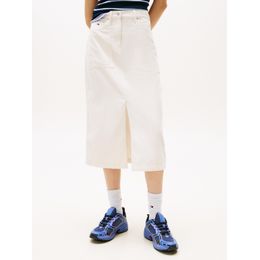 Cordrock Tommy Jeans "TJW CLAIRE UTILITY SKIRT CORD", Damen, Gr. 29, wei&szlig; (ancient wei&szlig;), Cord, Obermaterial: 100% Baumwolle, unifarben, gerade ca. Mitte Wade, R&ouml;cke