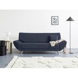 3-Sitzer Home Affaire "Saltare elegant & komfortabel, toller Designfu&szlig;, bequem, Breite 205cm", blau (dunkelblau), B:205cm H:78cm T:82cm, 100% Polyester, Sofas