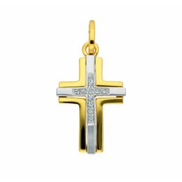 Adelia&acute;s Kreuzkette ADELIA&acute;S "Halskette - Kreuzkette mit Kreuz Anh&auml;nger mit Zirkonia aus 333", gold, Halsketten, Damen, Gelbgold 333 Gold, Gelbgold 333, Gold, Kreuzkette, Schmuckset mit bis 45 cm stufenlos verstellbarer 925 Silber Halskette