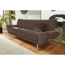 3-Sitzer Home Affaire "Saltare elegant & komfortabel, toller Designfu&szlig;, bequem, Breite 205cm", braun (dunkelbraun), B:205cm H:78cm T:82cm, Kunstleder SOFTLUX;Luxus-Microfaser ALCAZAR (100% Polyester);Feinstruktur (100% Polyester), Sofas