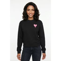 Sweater Hugo "Delessa", Damen, Gr. L (40), schwarz 001, Sweatware, Obermaterial: 100% Baumwolle, bedruckt, unifarben, regular fit h&uuml;ftlang, Rundhals, Rippstrickb&uuml;ndchen, Sweatshirts Sweater, Baumwoll-Terry mit Rundhals
