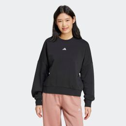 Sweatshirt adidas Sportswear "ESSENTIALS SMALL LOGO FEELCOMFY", Damen, Gr. XL, schwarz-wei&szlig; (schwarz, wei&szlig;), Obermaterial: 70% Baumwolle, 30% Polyester, normal, Rundhals, angesetztes B&uuml;ndchen, Sweatshirts Sweatshirt