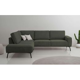 Ecksofa OTTO HOME "Vosby", gr&uuml;n (hunter), B:260cm H:85cm T:208cm, 90% polyester, 10% nylon, Sofas, Ecksofa, 260 cm, Chenille, mit dekorativer Kedernaht, Wellenunterfederung