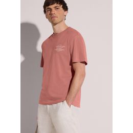 T-Shirt Street One MEN, Jungen, Gr. L (42), rosa (sunrise rot), Web, 100% Baumwolle, unifarben, regular fit normal, Rundhals, abgesteppt, Shirts T-Shirt, aus reiner Baumwolle