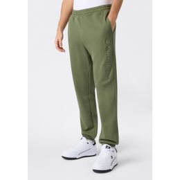 Jogginghose Champion "ICONS Terry Elastic Cuff Pants Large Logo", Herren, Gr. L, N-Gr, olvn, Obermaterial: 69% Baumwolle, 31% Polyester, Hosen Jogginghose, sportliche Jogginghose, aus Baumwolle und Polyester