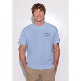 T-Shirt Street One MEN, Jungen, Gr. L (42), blau (beach blau), Web, 100% Baumwolle, unifarben, regular fit normal, Rundhals, abgesteppt, Shirts T-Shirt, aus reiner Baumwolle