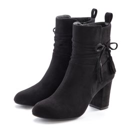 Stiefelette Lascana, Damen, Gr. 36, schwarz, Obermaterial: 100% Textilmaterial. Decksohle: 100% Lederimitat. Futter: 100% Textilmaterial. Laufsohle: 100% Synthetik, unifarben, festlich, Schuhe Stiefelette, mit Blockabsatz, High-Heel-Stiefelette, Ankle Boots, Stiefel