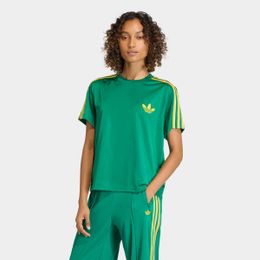 T-Shirt adidas originals "FB TEE", Damen, Gr. L, bold gr&uuml;n, eqt gelb, sanftes wei&szlig;, Obermaterial: 100% Polyester, Rundhals, Shirts T-Shirt