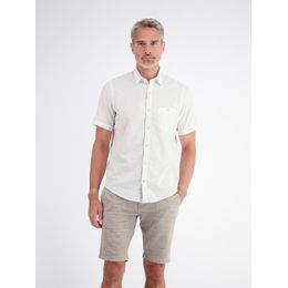 Kurzarmhemd Lerros "Unifarbenes Kurzarmhemd in Strukturqualit&auml;t", Herren, Gr. XL, Normalgr&ouml;&szlig;en, broken wei&szlig;, 80% Baumwolle, 20% Leinen, Hemden