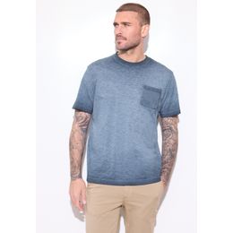 T-Shirt Street One MEN, Jungen, Gr. L (42), schwarz ink blau, Web, 100% Baumwolle, meliert, comfort fit normal, Rundhals, normaler Saum, Shirts T-Shirt, in washed Optik