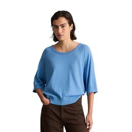 Marc O'Polo Strickpullover MARC O'POLO DENIM "aus weichem Organic-Cotton-Modal-Mix", Damen, Gr. L, blau (flaxflower blau), Obermaterial: 50% Modal, 50% Baumwolle, unifarben, Rundhals, Pullover Strickpullover