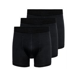 Only & Sons Boxershorts ONLY & SONS "ONSFITZ BAMBOO BOXER LOGO 3-PACK NOOS", Herren, Gr. M, 3 Stk., schwarz, Jersey, Obermaterial: 65% Viskose, 30% Baumwolle, 5% Elasthan, bequem, Unterhosen