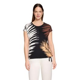Kurzarmshirt Betty Barclay "Damen mit Tunnelzug", Damen, Gr. 36, braun (schwarz, braun), Obermaterial: 95% Viskose, 5% Elasthan. Besatz: 95% Viskose, 5% Elasthan, figurumspielend normal, Rundhals, Shirts