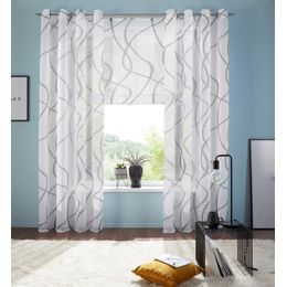 Gardine OTTO HOME "Bene" Gr. 1, grau, B:140cm H:145cm, Polyester, Polyester, Gardinen, Gardine, Transparent, gemustert, glatt, verschiedene Gr&ouml;&szlig;en