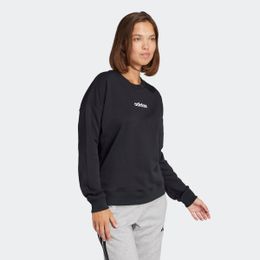 Sweatshirt adidas Sportswear "W LIN FT SWT", Damen, Gr. S, schwarz-wei&szlig; (schwarz, wei&szlig;), Obermaterial: 55% Baumwolle, 36% Polyester, 9% Viskose, normal, Rundhals, angesetztes B&uuml;ndchen, Sweatshirts Sweatshirt