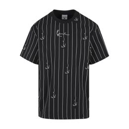 T-Shirt Karl Kani "Karl Kani Herren", Jungen, Gr. S, schwarz, wei&szlig;, 100% Baumwolle, gestreift, loose fit, Rundhals, Shirts T-Shirt