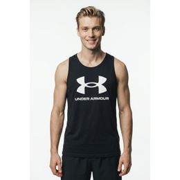 Trainingstop Under Armour "UA Sportstyle Tanktop mit Logo", Herren, Gr. S, schwarz, Obermaterial: 60% Baumwolle, 40% Polyester, Tops, leichtes Material, schnell trocknendes Gewebe