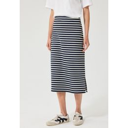 Midirock STREET ONE STUDIO, Damen, Gr. 34, maritime blau, Web, 95% Baumwolle, 5% Elasthan, gestreift, comfort fit wadenlang, R&ouml;cke, mit Streifen