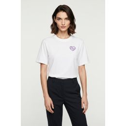 T-Shirt Hugo "Vintage Tee", Damen, Gr. L, wei&szlig; 100, Single Jersey, Obermaterial: 100% Baumwolle, bedruckt, regular fit h&uuml;ftbedeckend, Rundhals, abgesteppte Kante, Shirts T-Shirt, mit Rundhals, bedruckt