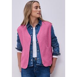 Fellimitatweste Street One, Damen, Gr. 40, ibis rose, Stoff, 100% Polyester, unifarben, normal normal, V-Ausschnitt, Westen, mit V-Ausschnitt