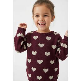 Strickpullover name it "NMFOANA LS KNIT", M&auml;dchen, Gr. 104, burgundy detail:peyote heart, Strick, Obermaterial: 100% Baumwolle, gemustert, Rundhals, Rippstrickb&uuml;ndchen, Pullover Strickpullover