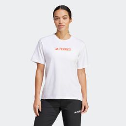 Funktionsshirt adidas terrex "W TX LOGO TEE", Damen, Gr. L, wei&szlig;, Obermaterial: 100% Baumwolle, normal, Rundhals, Shirts Funktionsshirt