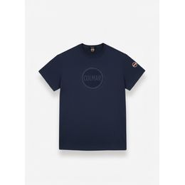 T-Shirt COLMAR "MENS T-SHIRT", Jungen, Gr. L, marine, Jersey, Obermaterial: 100% Baumwolle, unifarben, regular fit normal, Rundhals, abgesteppte Kante, Shirts T-Shirt, mit Logo, Rundhals, regular fit