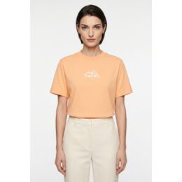 T-Shirt Hugo "Vintage Tee", Damen, Gr. L, light, pastel orange 830, Single Jersey, Obermaterial: 100% Baumwolle, bedruckt, regular fit h&uuml;ftbedeckend, Rundhals, abgesteppte Kante, Shirts T-Shirt, mit Rundhals, bedruckt