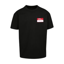 T-Shirt "Upscale by Mister Tee Unisex Hey My Name Is Oversize Tee", Jungen, Gr. L, schwarz, 100% Baumwolle, UPSCALE BY MISTER TEE, unifarben, oversize, Rundhals, Shirts T-Shirt