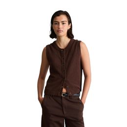 Marc O'Polo Strickweste MARC O'POLO DENIM "aus weichem Organic Cotton-Mix", Damen, Gr. L, burnt aubergine, Obermaterial: 82% Baumwolle, 18% Polyamid, unifarben, Westen Strickweste