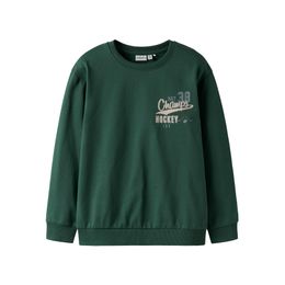 Sweatshirt name it "NKMSAUL LS NREG SWEAT BRU BOX", Jungen, Gr. 116, bistro gr&uuml;n, Sweatware, Obermaterial: 100% Baumwolle, bedruckt, Rundhals, Sweatshirts Sweatshirt