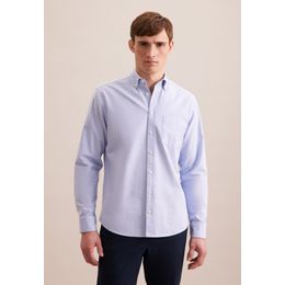 Businesshemd Seidensticker, Herren, Gr. 3XL (47), normale &Auml;rmell&auml;ngen, blau (mittelblau), 100% Baumwolle, unifarben, regular fit, 2-Knopf-Manschette, Hemden, Regular 1/1 Button-Down-Kragen Uni