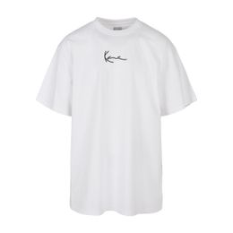 Kurzarmshirt Karl Kani "Karl Kani Herren KKMQ12002 SMALL SIGNATURE TEE WHT", Jungen, Gr. XL, wei&szlig;, 100% Baumwolle, bedruckt, normal, Rundhals, Shirts