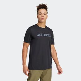 Funktionsshirt adidas terrex "MT LOG TECH T", Herren, Gr. S, schwarz, Obermaterial: 100% Polyester, Shirts Funktionsshirt