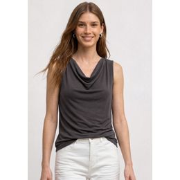 Tr&auml;gertop Street One, Damen, Gr. 42, espresso braun, Stoff, 70% Modal, 30% Polyester, unifarben, normal normal, Wasserfallausschnitt, abgesteppt, Tops Tr&auml;gertop, mit Wasserfallausschnitt