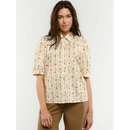 Kurzarmhemd LIBERT&Eacute; ESSENTIEL "Libert&eacute; Essentiel Shirt FLORA", Damen, Gr. S, Normalgr&ouml;&szlig;en, floral stripe, Obermaterial: 100% Baumwolle, Hemden