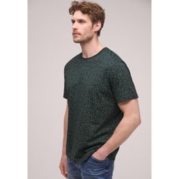 T-Shirt Street One MEN, Jungen, Gr. L (42), gr&uuml;n (schwarz ink blau), Web, 100% Baumwolle, gemustert, normal normal, Rundhals, abgesteppt, Shirts T-Shirt, aus reiner Baumwolle
