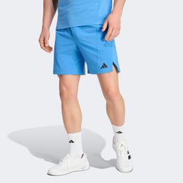 Shorts adidas Performance "DESIGNED FOR TRAINING WORKOUT", Herren, Gr. L, L-Gr, ray blau, innenbeinl&auml;nge ca. 23 cm, Obermaterial: 87% Polyester, 13% Elasthan, Hosen Shorts