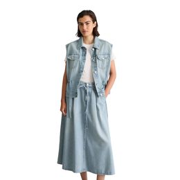 Marc O'Polo Jeansweste MARC O'POLO DENIM "mit Taillen-Tunnelzug", Damen, Gr. XS, light blau, Obermaterial: 100% Baumwolle, unifarben, loose fit, Westen
